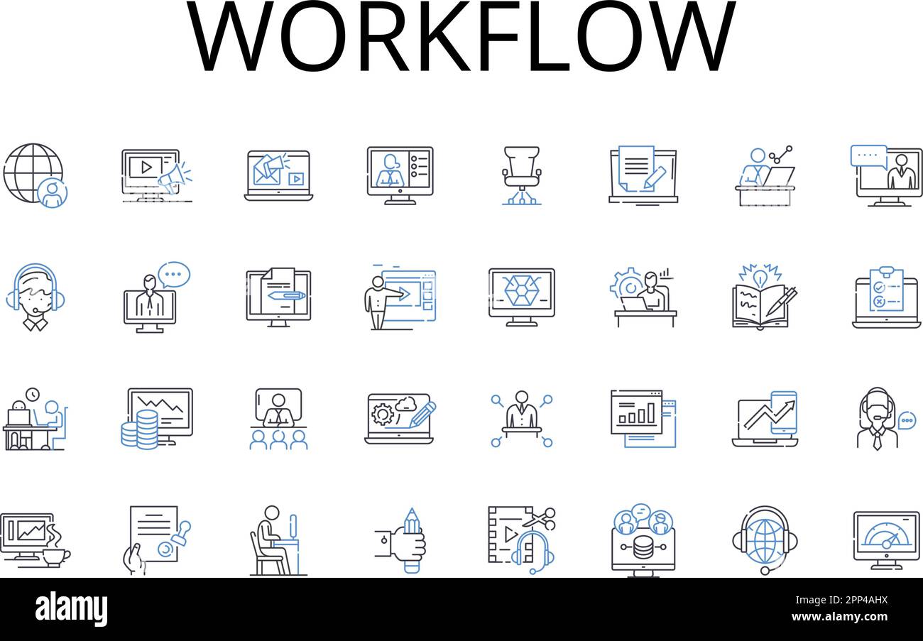 Workflow line icons collection. Business process, Task system, Work ... Workflow line icons collection. Business process, Task system, Work ...