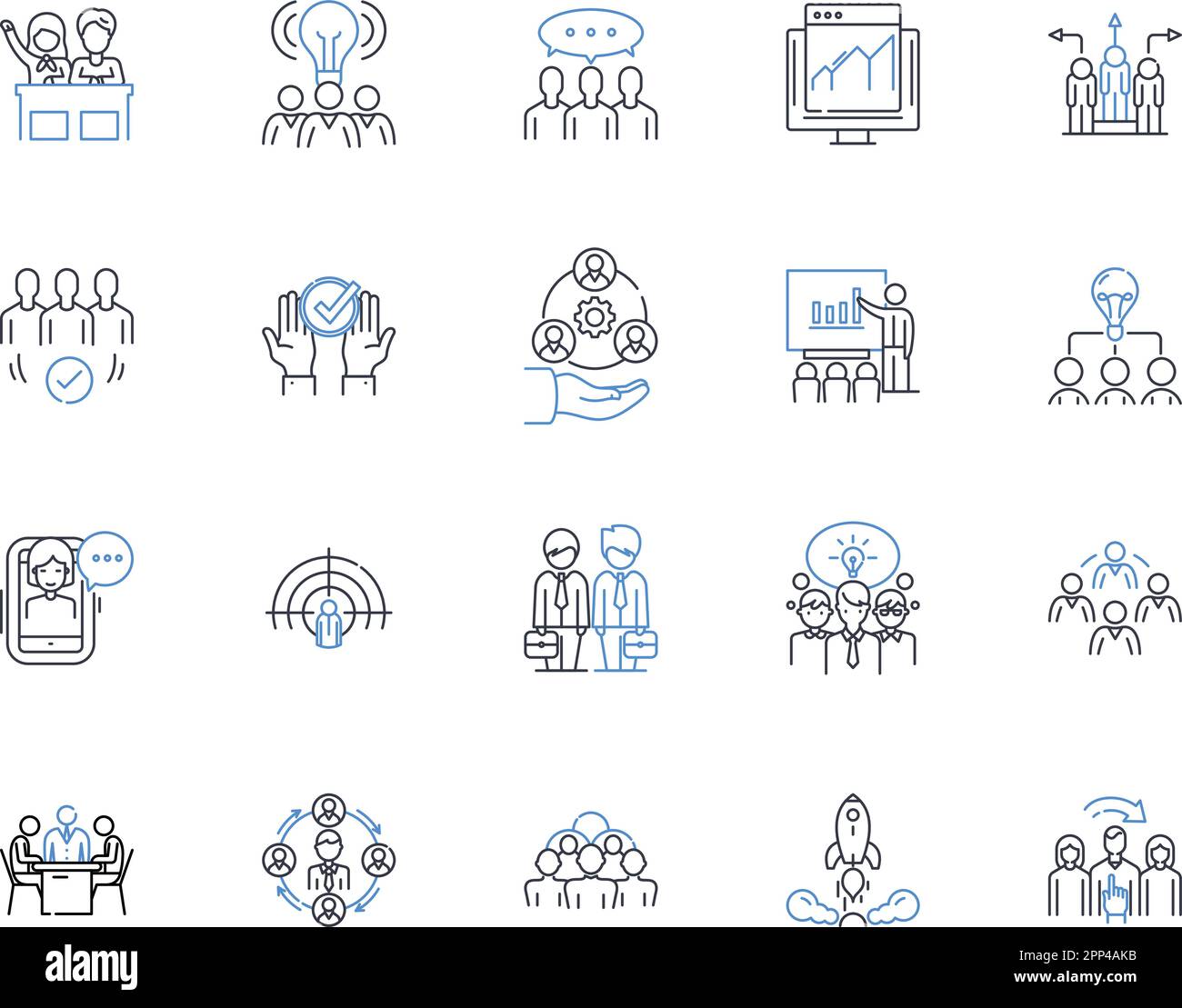 Conjoined Teamwork Line Icons Collection Synergy Collaboration