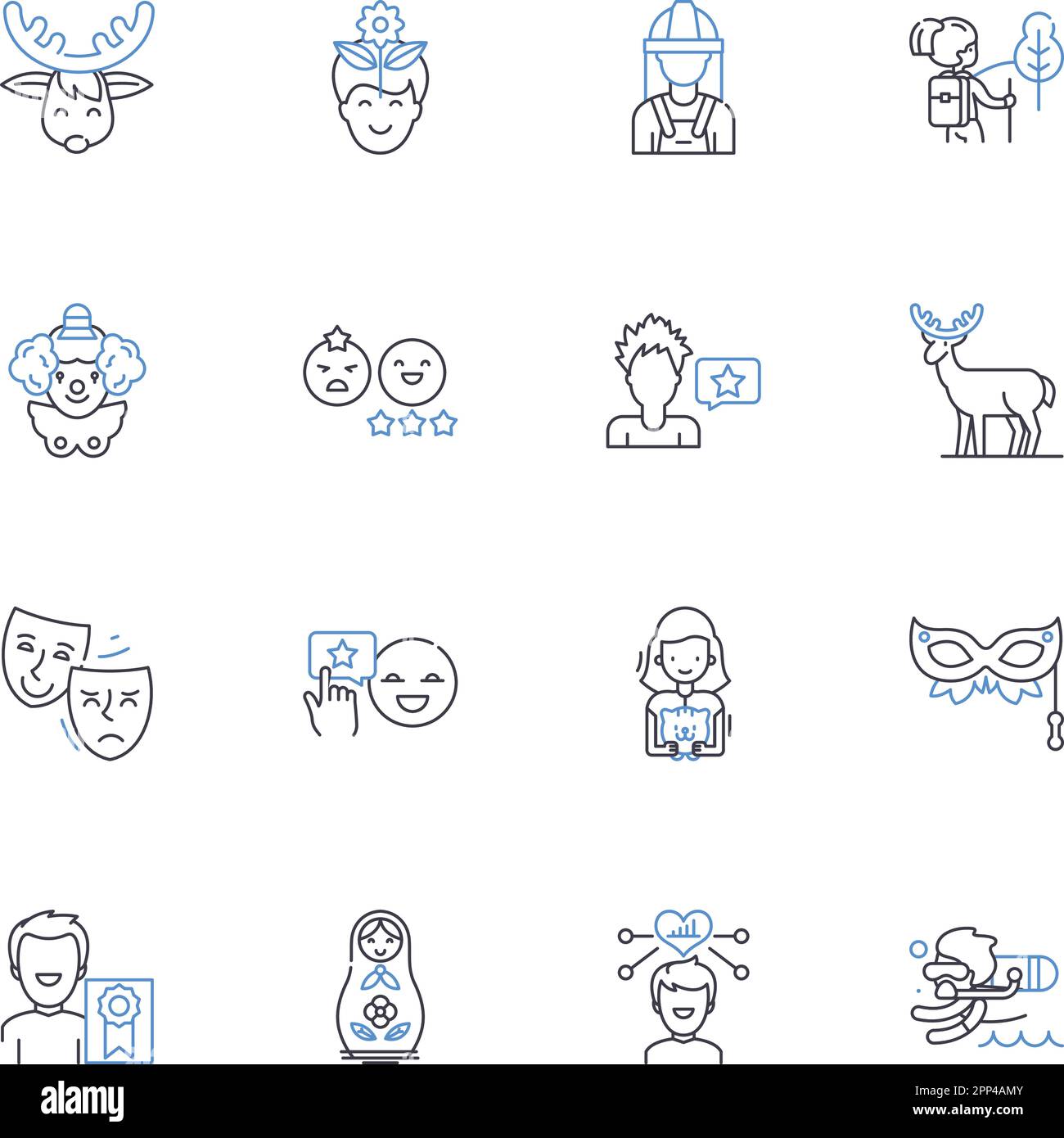 Employee Coordination Line Icons Collection Collaboration