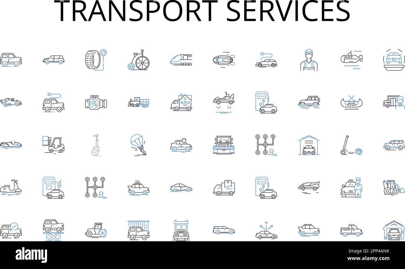 Transport services line icons collection. Marketing, Branding ... Transport services line icons collection. Marketing, Branding ...