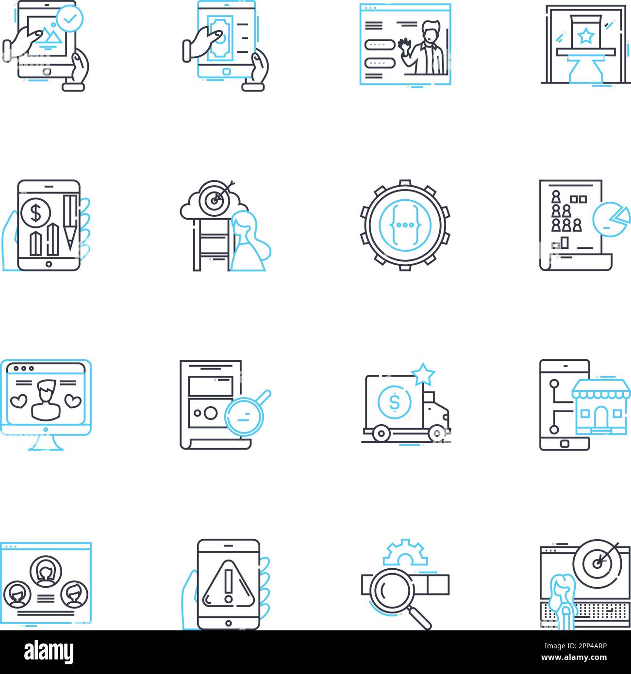 Sales company linear icons set. Growth, Prospects, Pipeline, Leads, Conversion, Revenue, Target ...