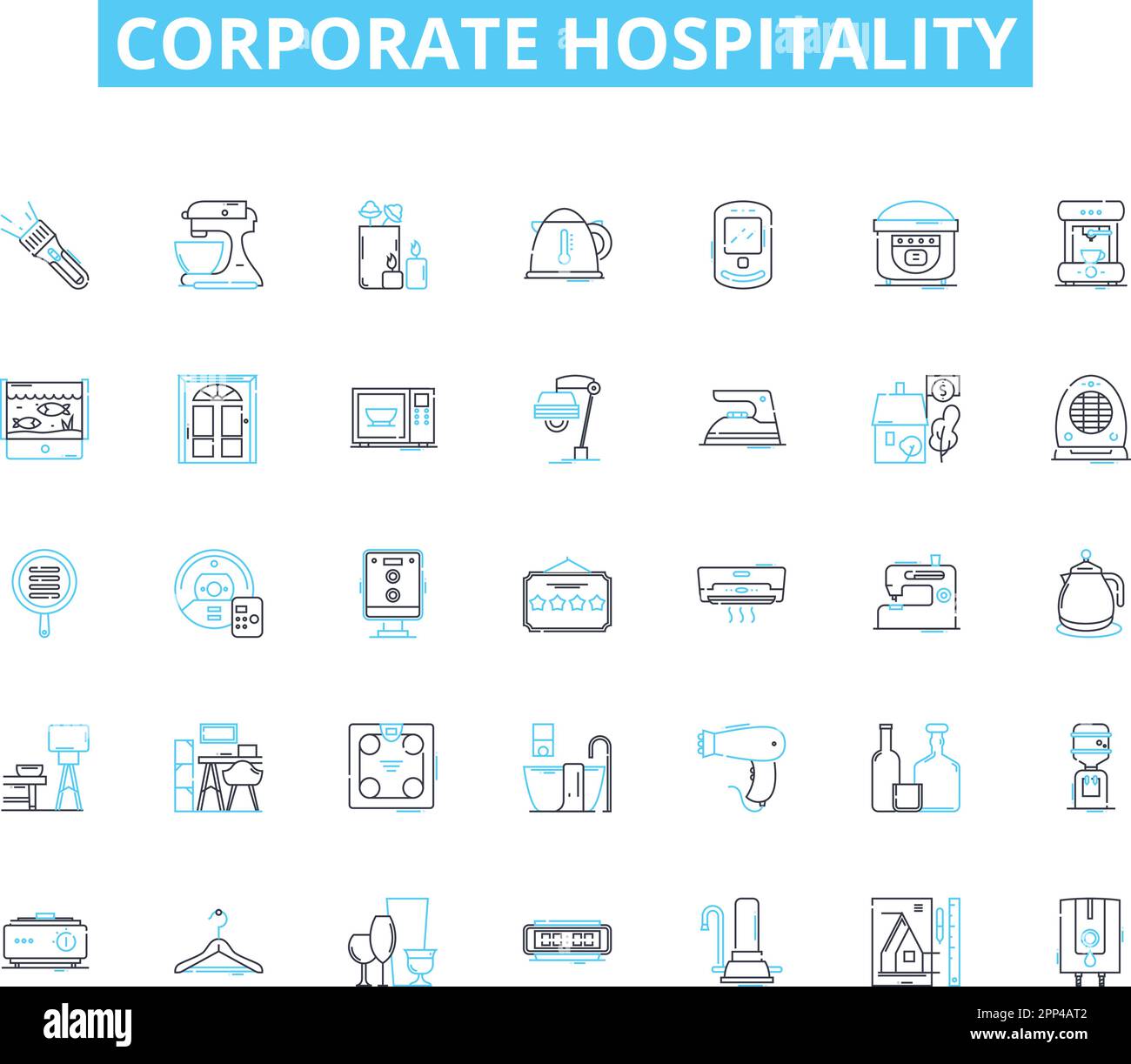 Corporate hospitality linear icons set. Nerking, VIP, Hospitality ...