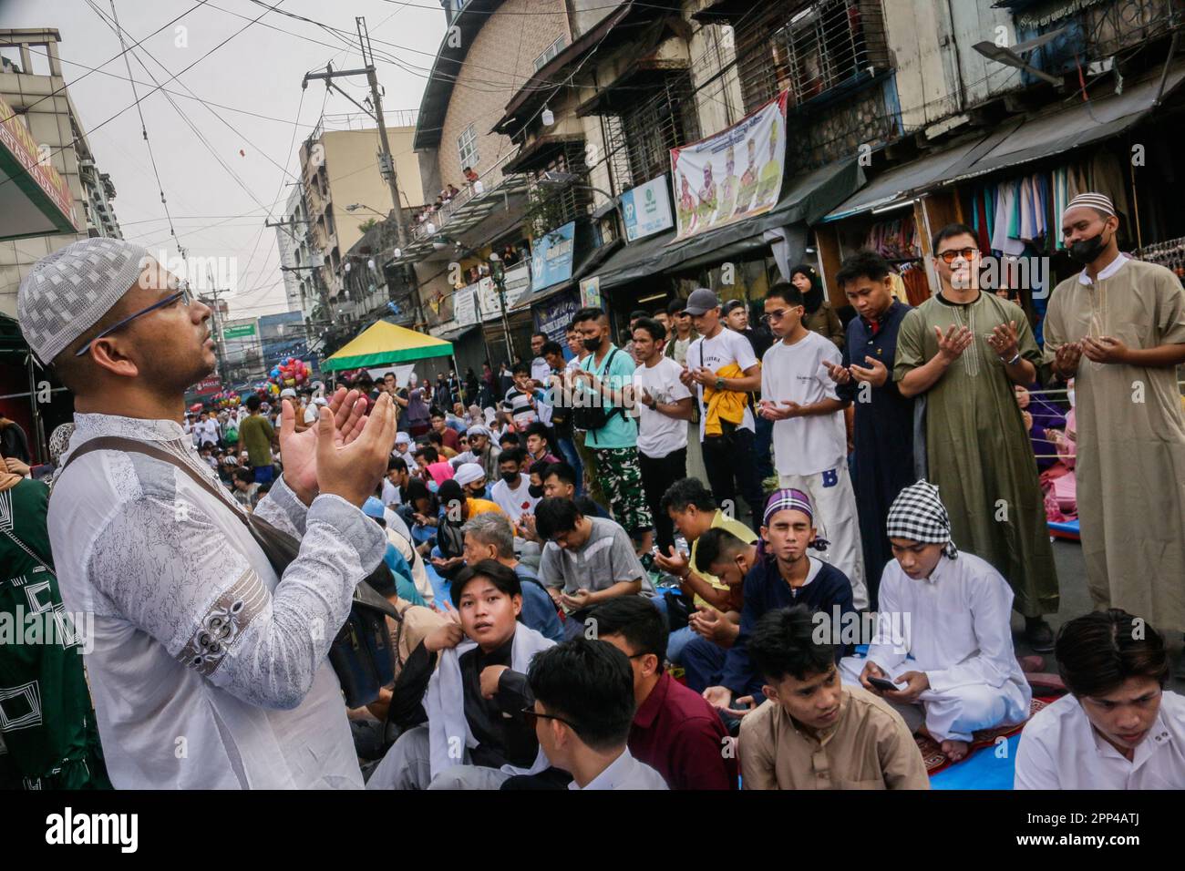 Manila, Philippines. 22nd Apr, 2023. Filipino Muslims pray in the ...