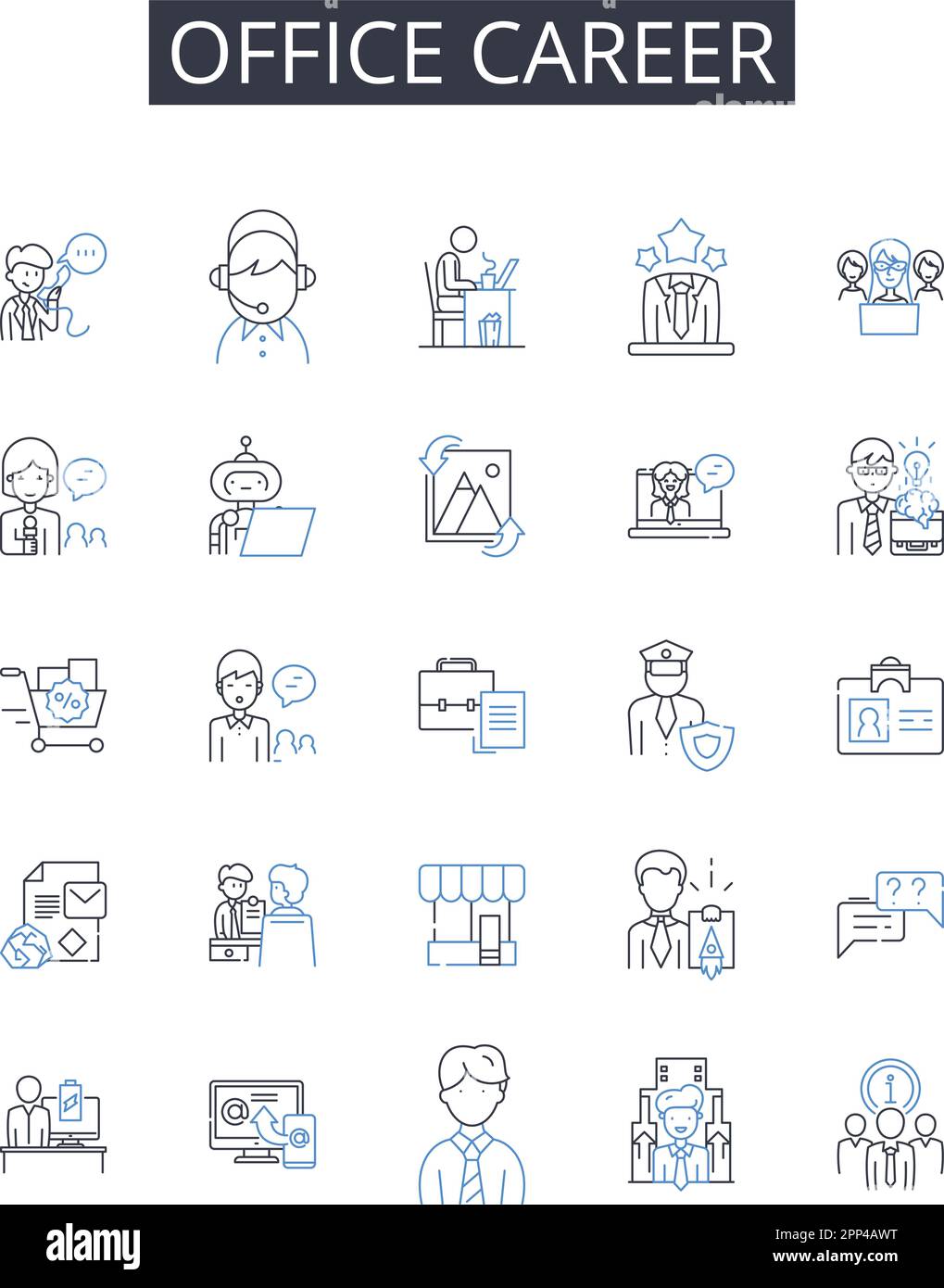 Office career line icons collection. Corporate ladder, Professional ...