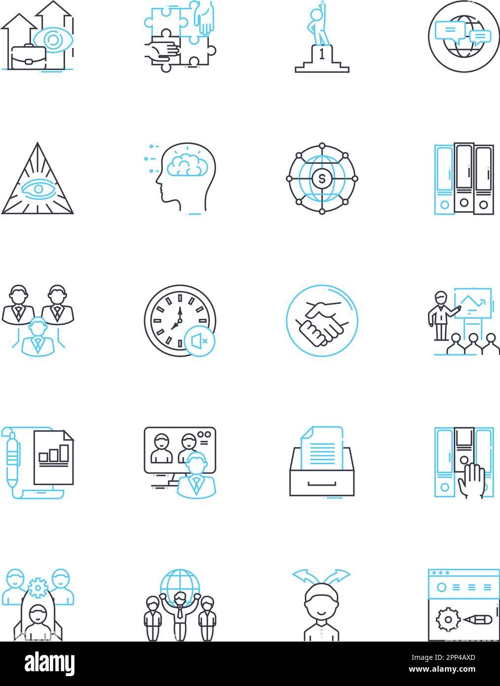 Executive Mogul linear icons set. Success, Leadership, Fortune ...