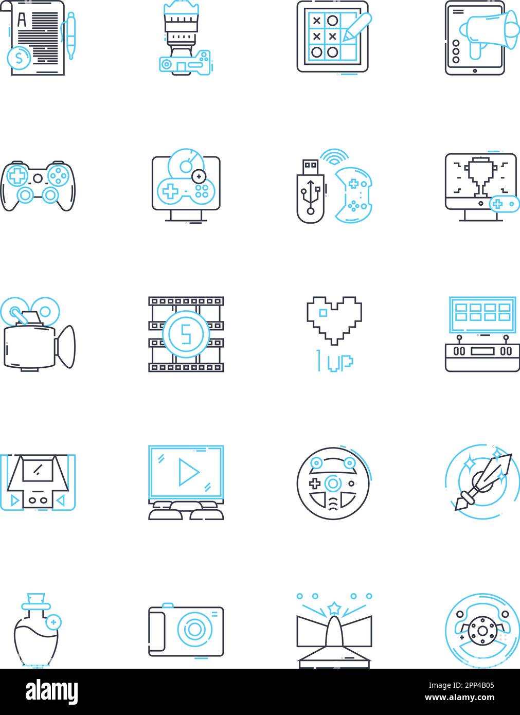 Film production linear icons set. Cinematography, Screenplay, Editing ...