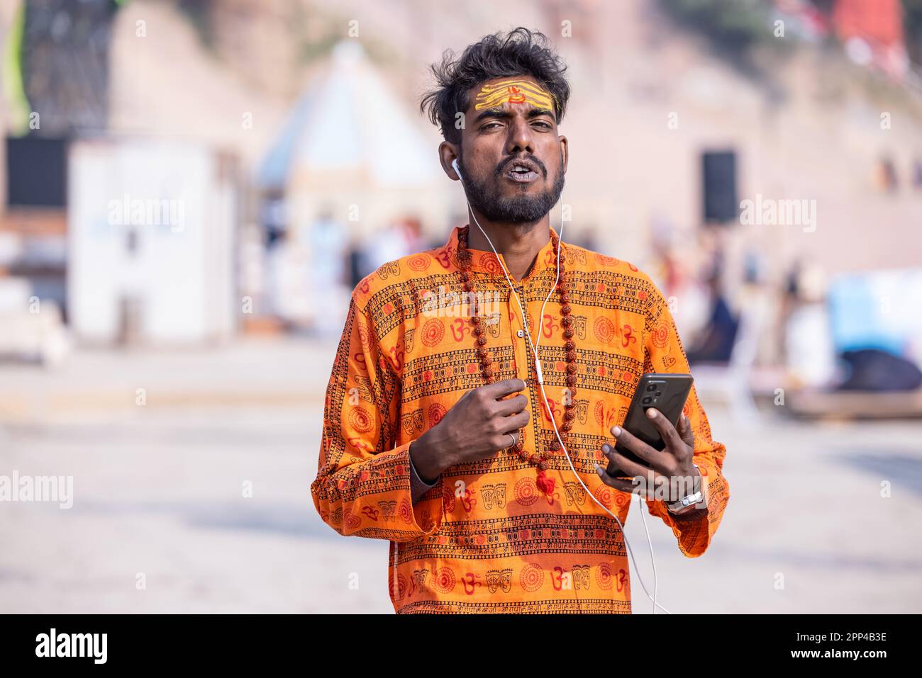 Varanasi, India - Nov 2022: Portrait of Unidentified Indian old brahmin ...