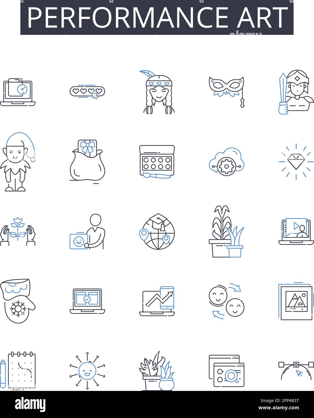 performance art line icons collection. visual arts, decorative arts, fine arts, liberal arts ...