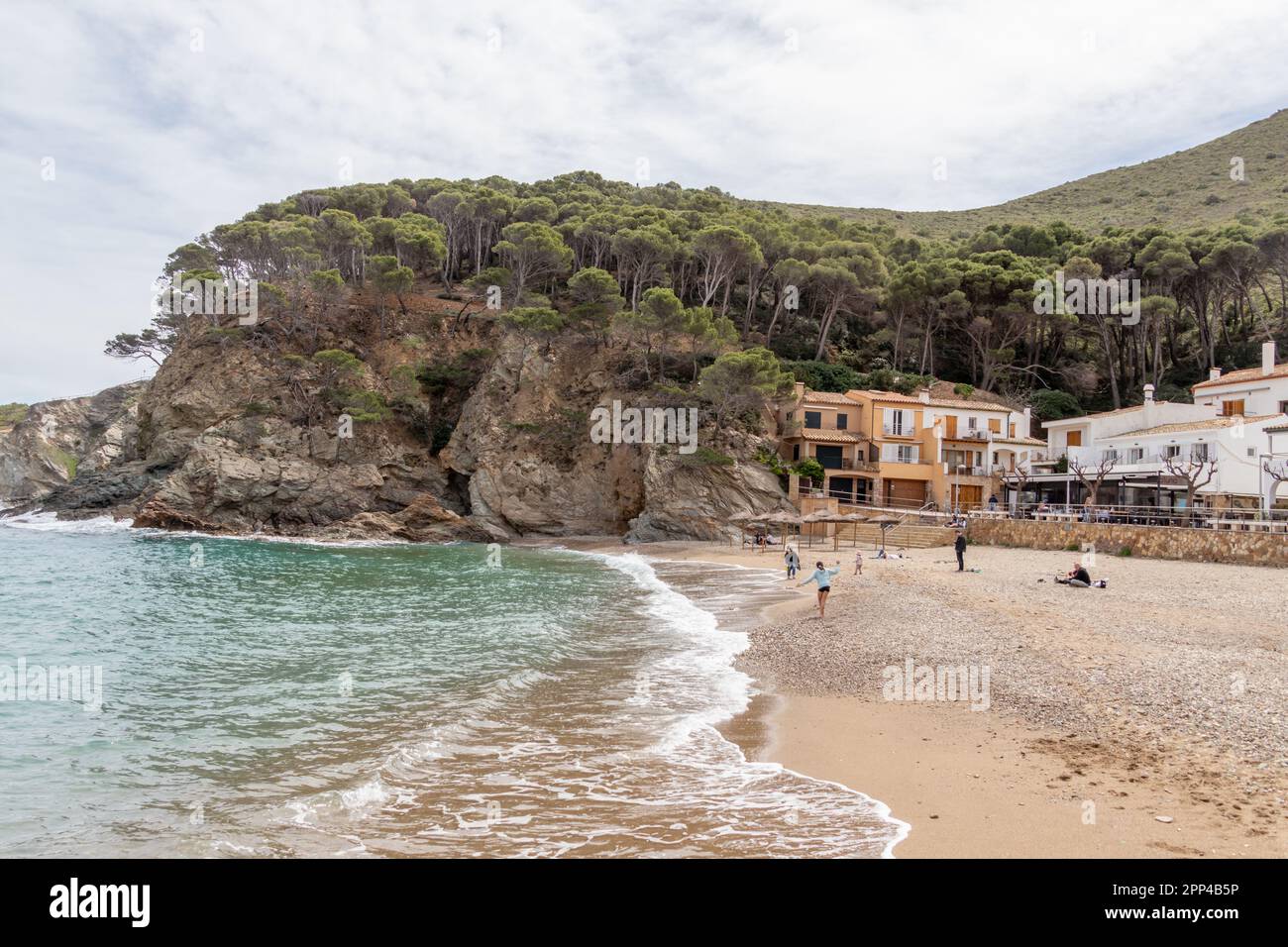 Begur, Spain - Apr 16, 2023: People on Sa Tuna beach, one of the most ...