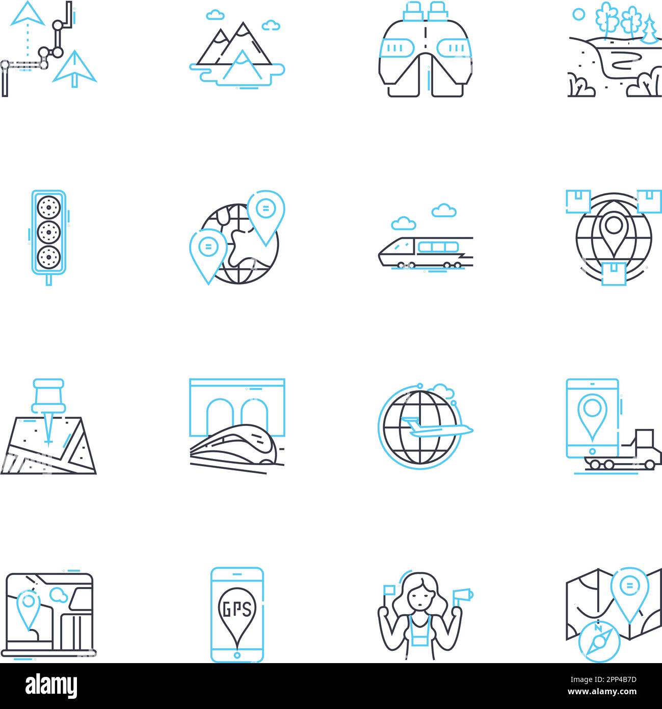 Location Tracking Linear Icons Set Geolocation Tracking Gps Navigation Map Positioning
