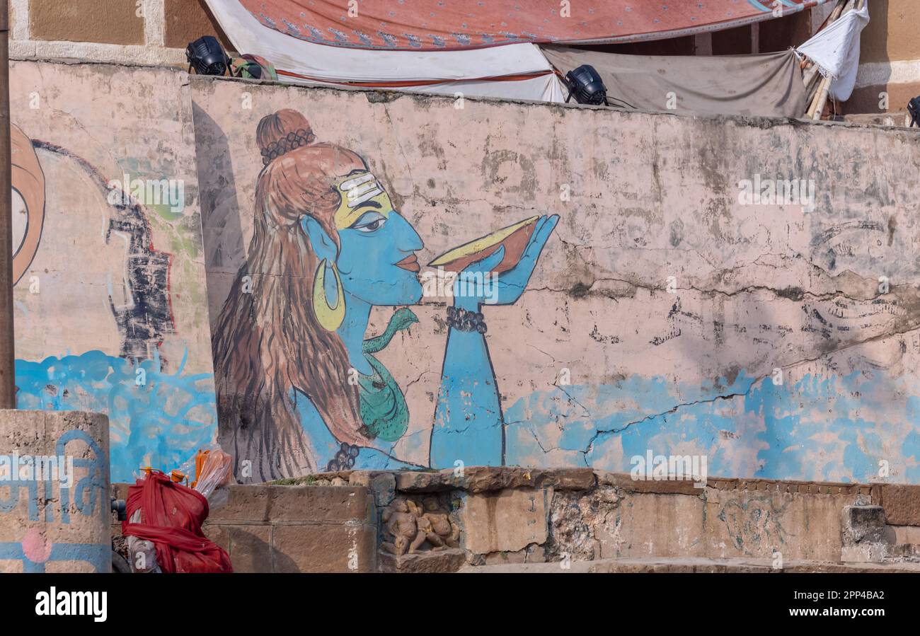Varanasi, India - No 2022: Architecture of ancient building, Lord shiva ...