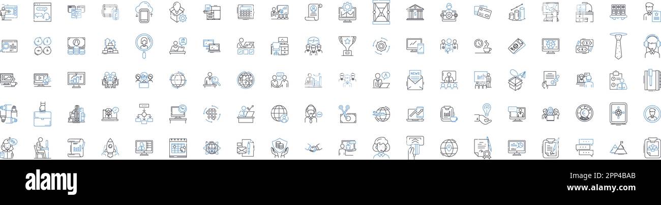 Business headquarters line icons collection. Central, Executive ...