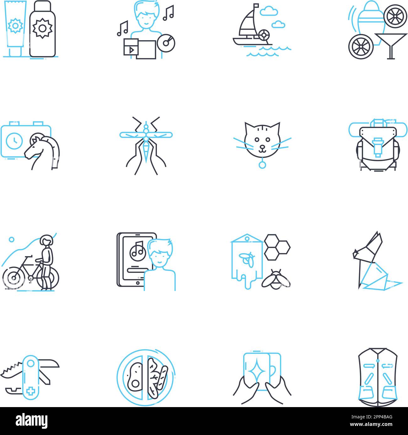 Diversions linear icons set. Entertainment, Amusement, Distraction, Fun ...