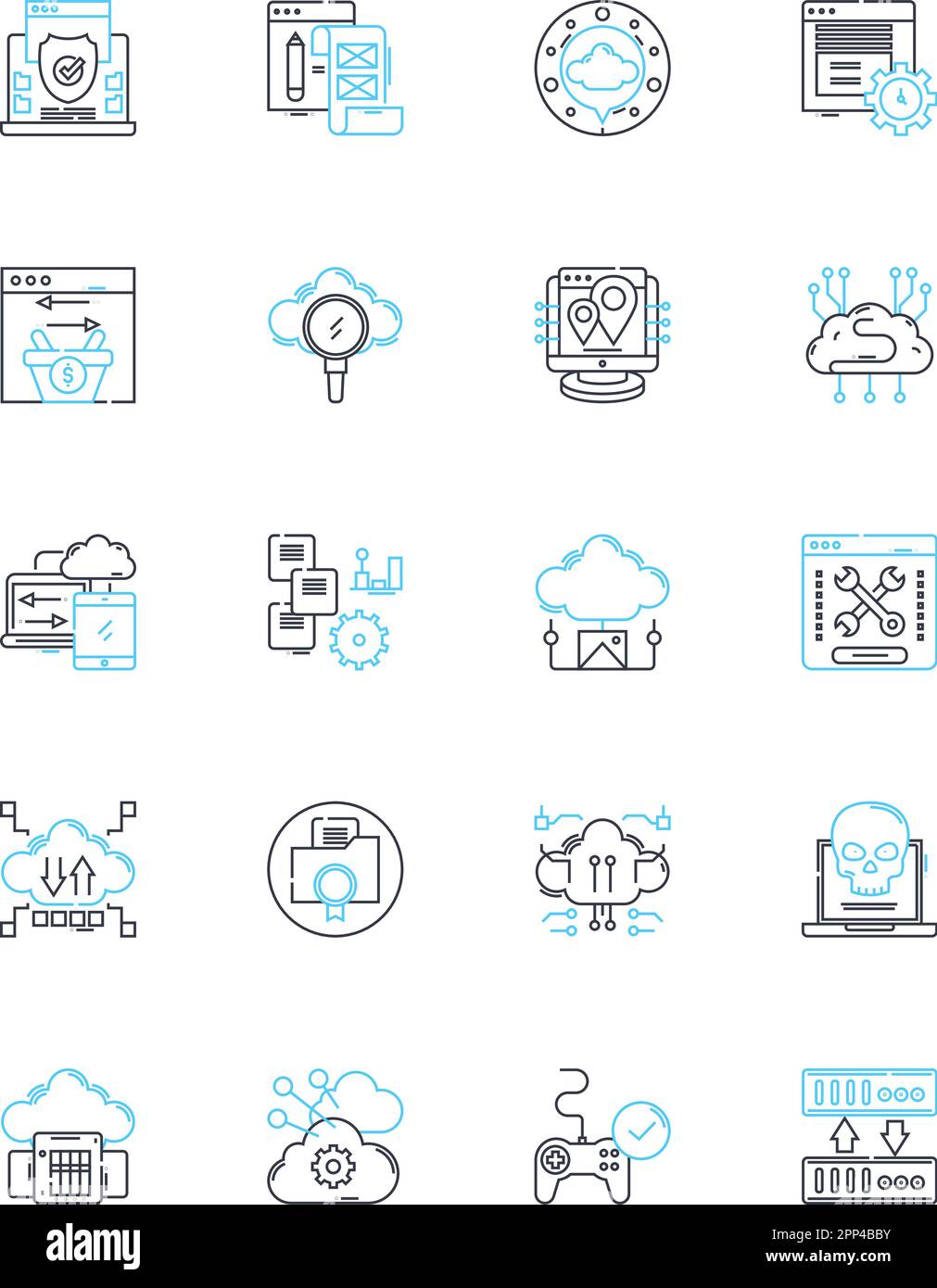 Digital Transformation Linear Icons Set Innovation Disruption Automation Integration