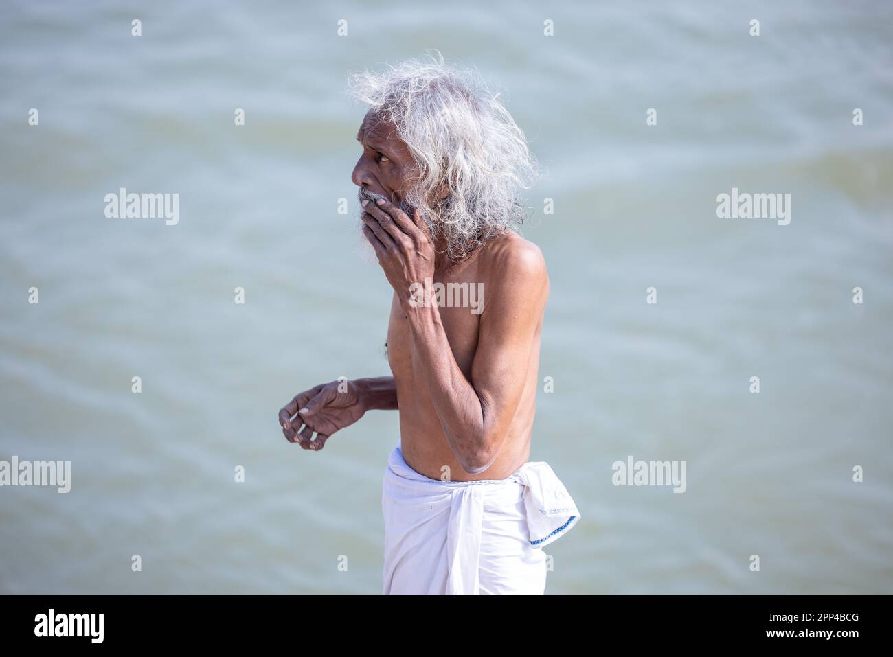 Varanasi, India - Nov 2022: Portrait of Unidentified Indian old brahmin ...