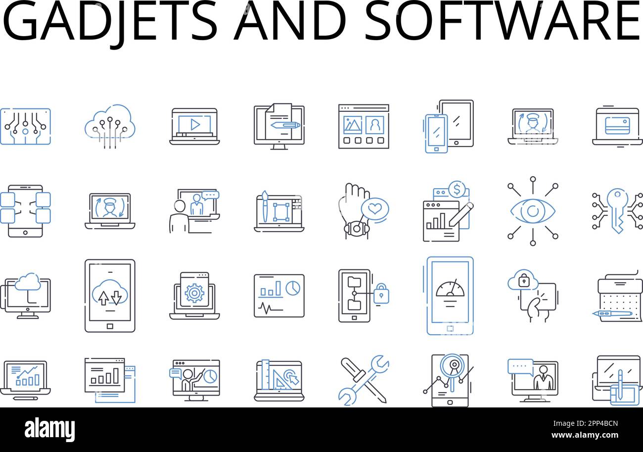 Gadjets and software line icons collection. Devices, Tools, Appliances, Programs, Applications ...