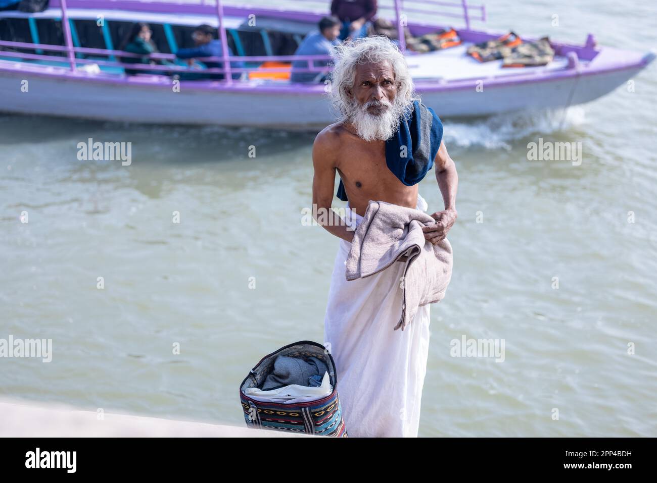 Varanasi, India - Nov 2022: Portrait of Unidentified Indian old brahmin ...
