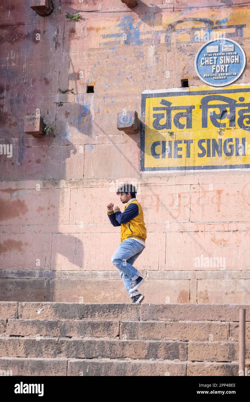 Indian boy in holy river hi-res stock photography and images - Alamy