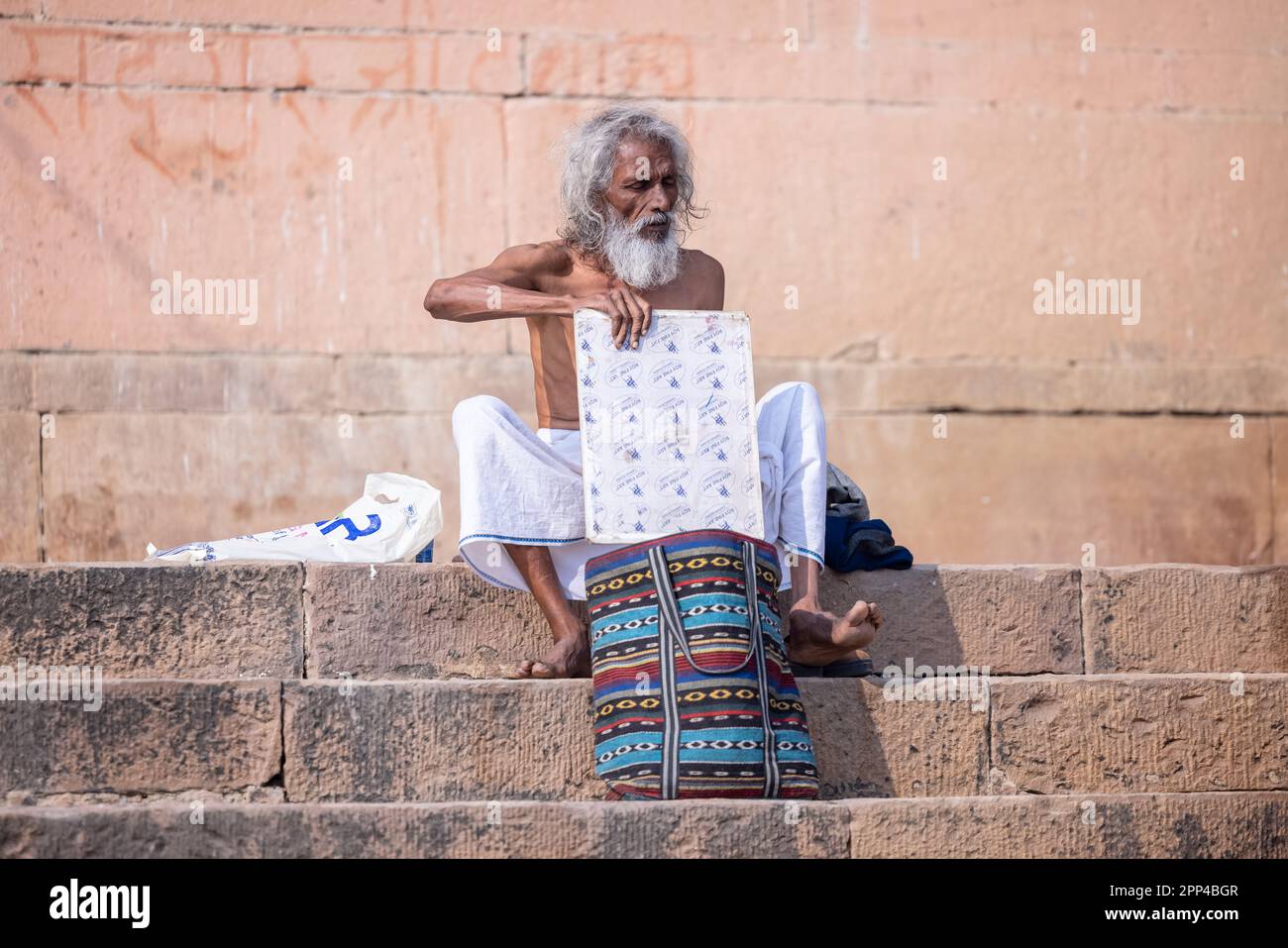 Varanasi, India - Nov 2022: Portrait of Unidentified Indian old brahmin ...