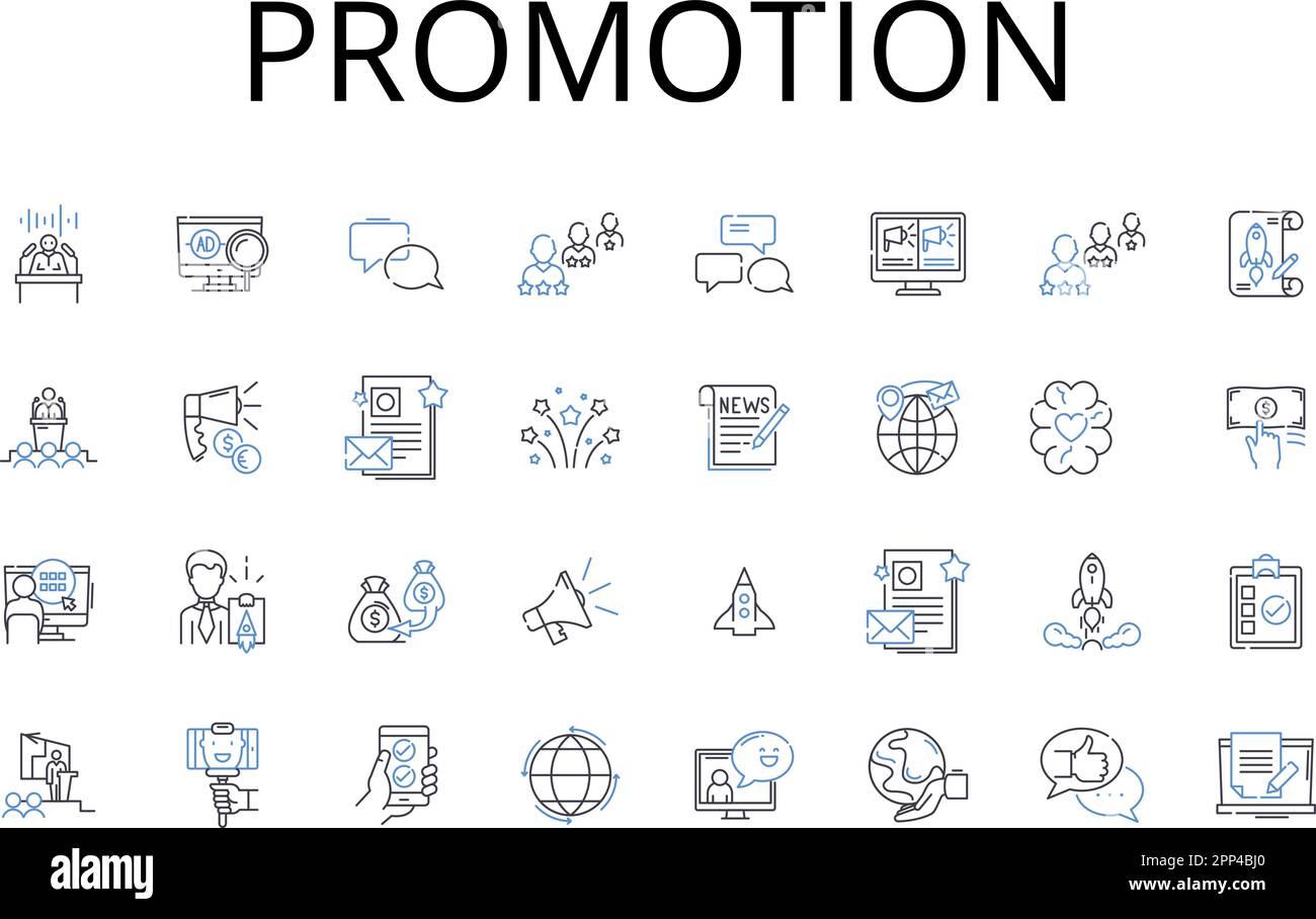 Promotion line icons collection. Advertisement, Marketing, Publicity ...