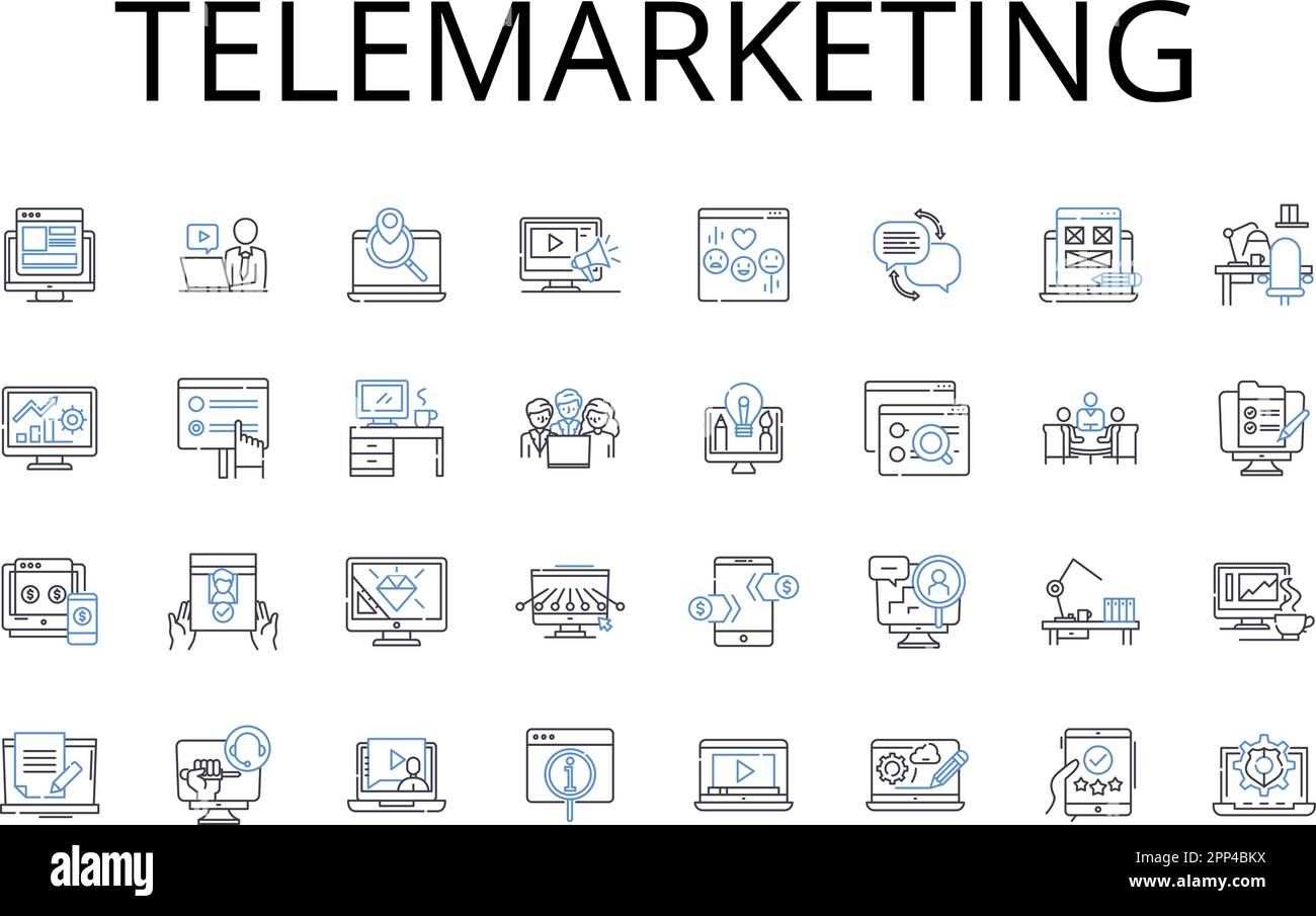 Telemarketing line icons collection. Cold calling, Ph sales, Direct ...