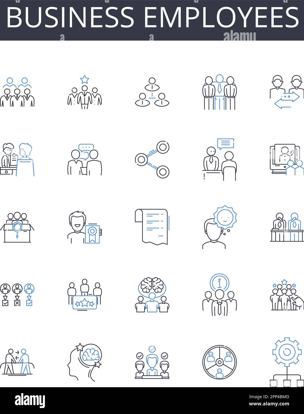 Business employees line icons collection. Workplace colleagues, Company ...
