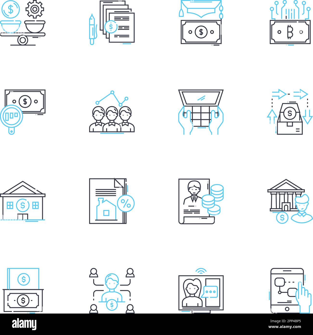 Wealth growth linear icons set. Invest, Prosper, Growth, Abundance ...