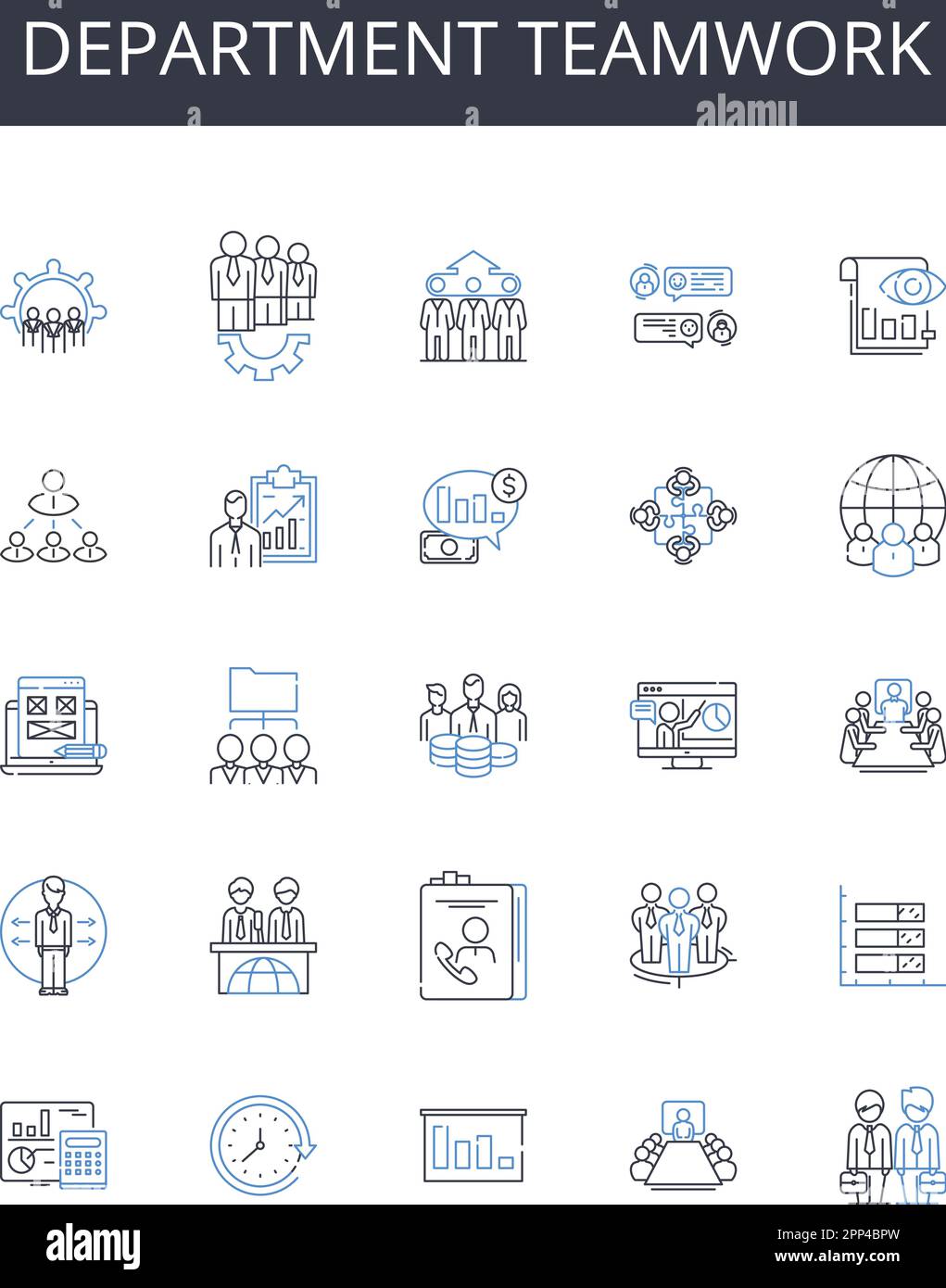 Department teamwork line icons collection. Group collaboration, Team ... Department teamwork line icons collection. Group collaboration, Team ...