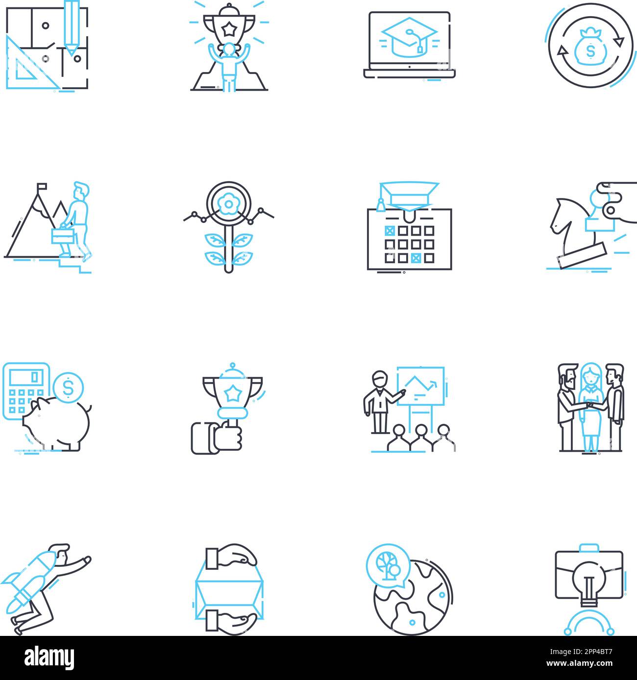 Facts and displays linear icons set. Info, Exhibit, Knowledge, Display, Teachings, Images ...