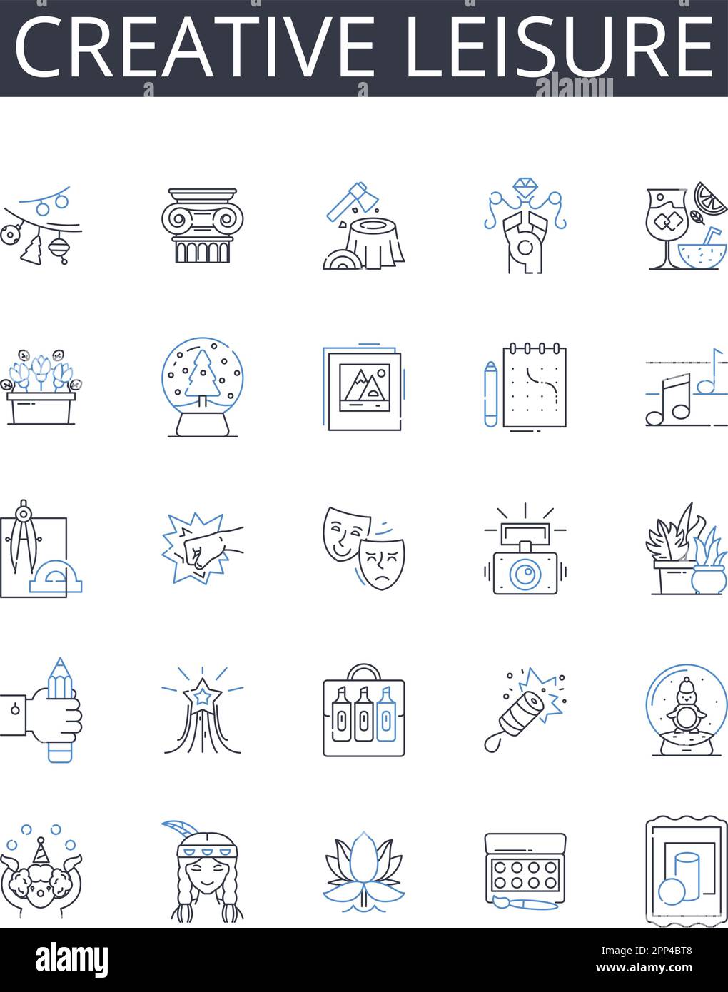 Creative leisure line icons collection. Productive pastime, Artistic ...