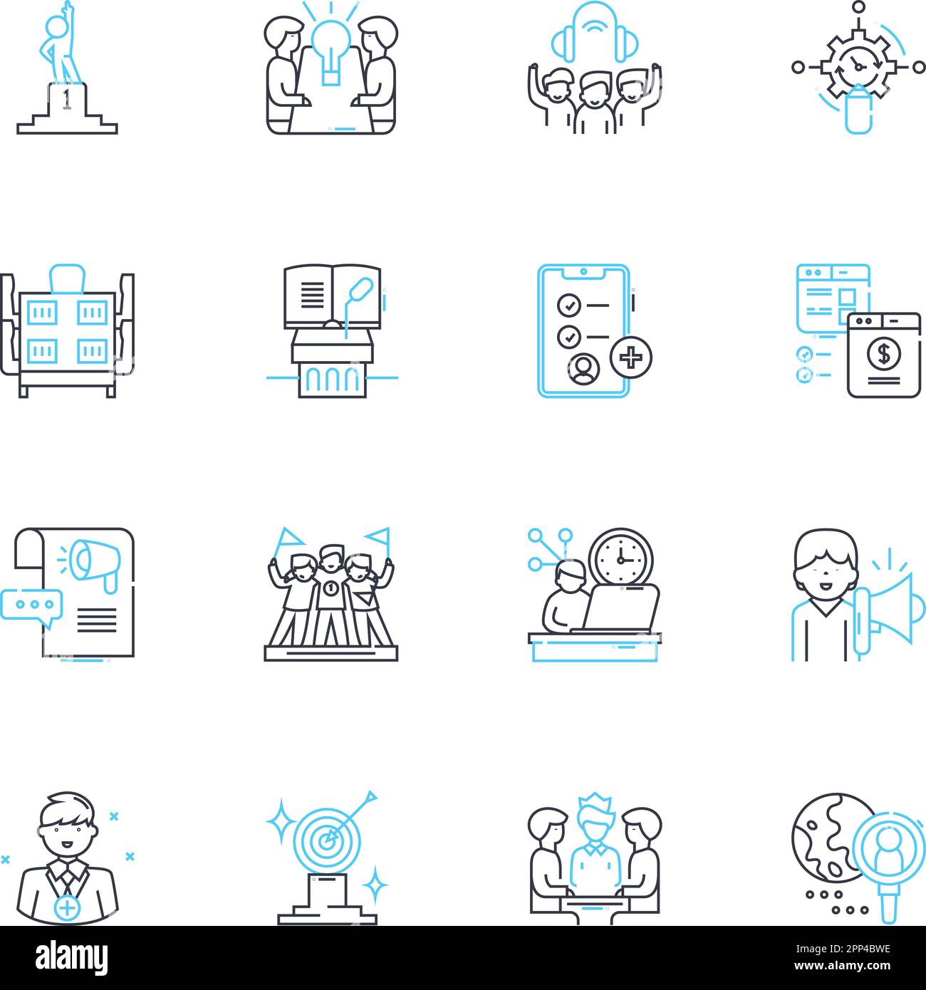 Management get-together linear icons set. Synergy, Collaboration ...