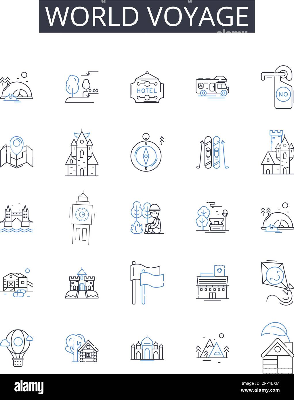 World voyage line icons collection. Global journey, Universal ...