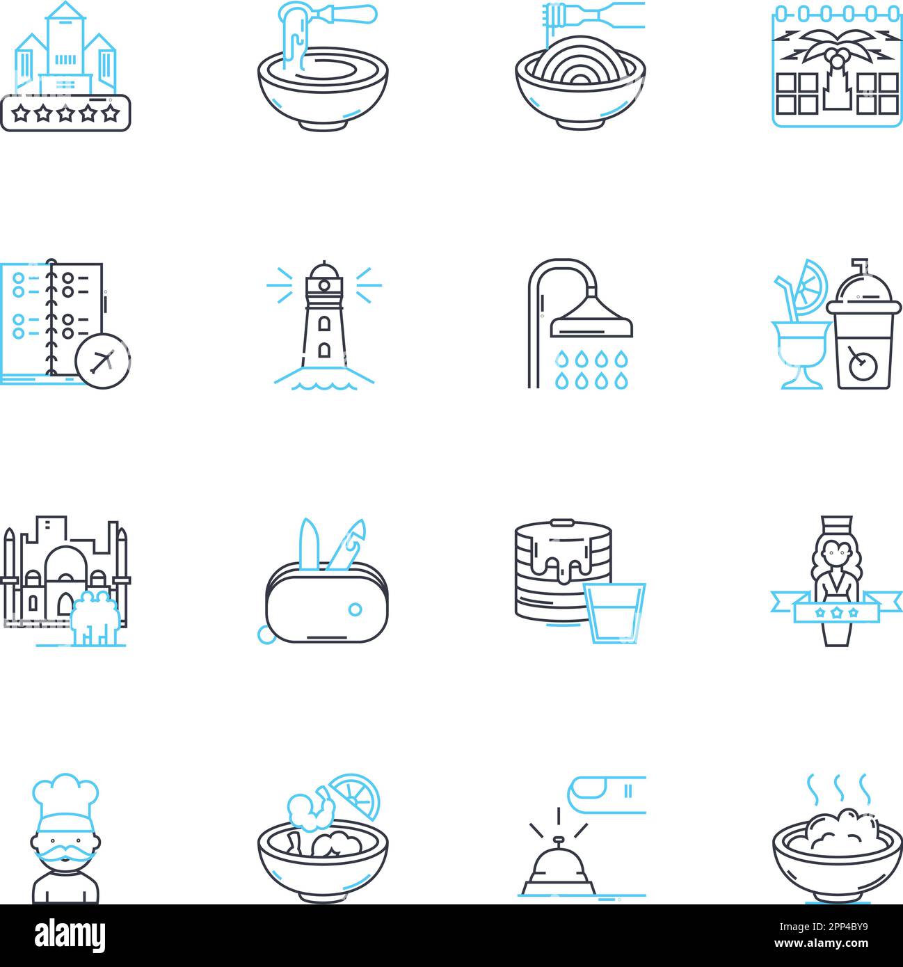 Meal Linear Icons Set Nourishment Feast Dinner Lunch Breakfast Cuisine Entree Line Vector