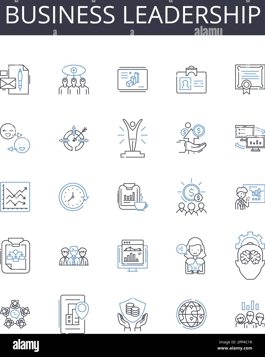 Business leadership line icons collection. Team management, Project ...