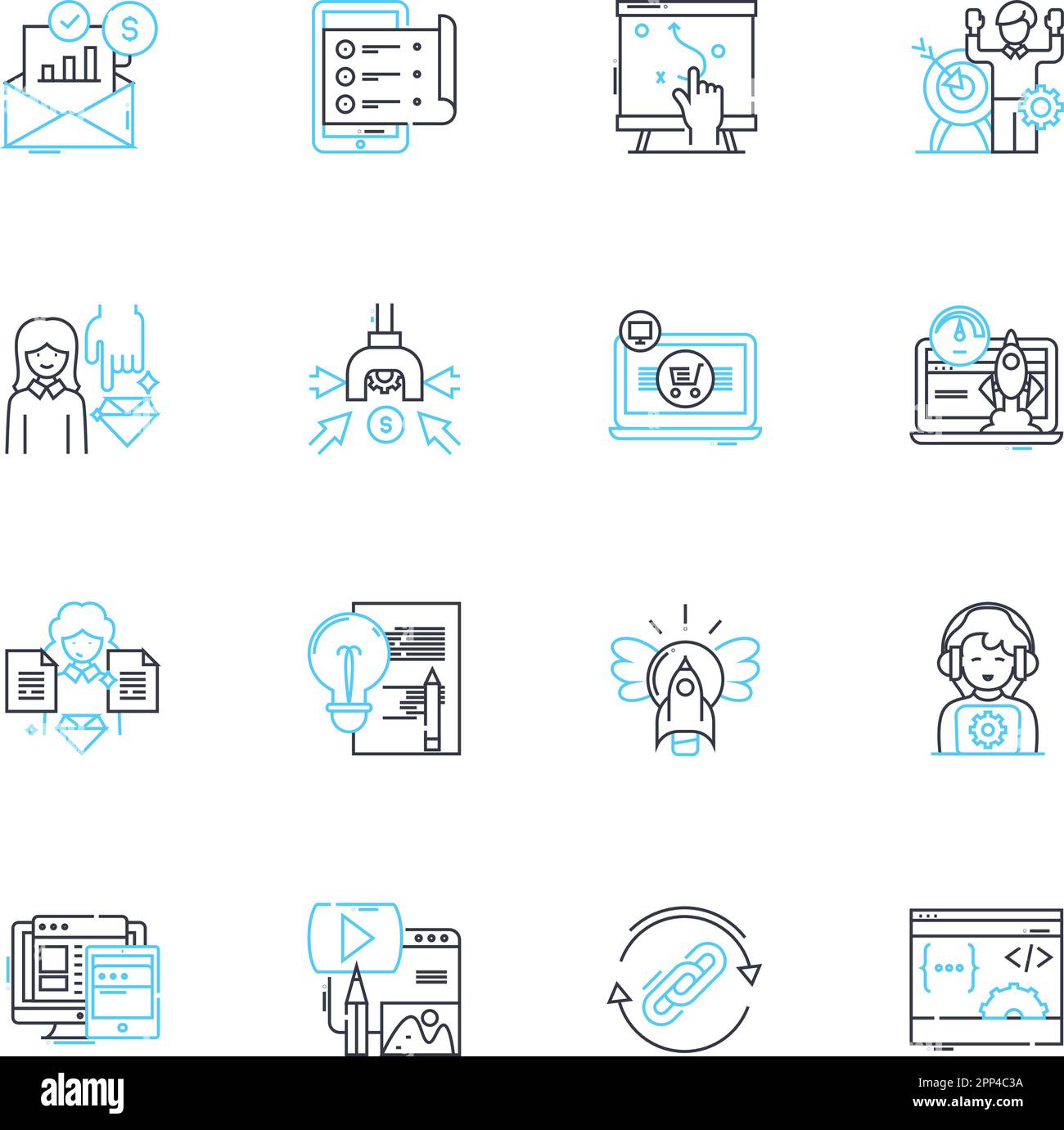 Email Marketing Linear Icons Set Strategy Segmentation List Open Rate Click Through