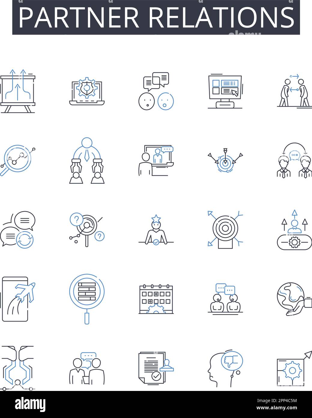 Partner relations line icons collection. Employee engagement, Customer ... Partner relations line icons collection. Employee engagement, Customer ...