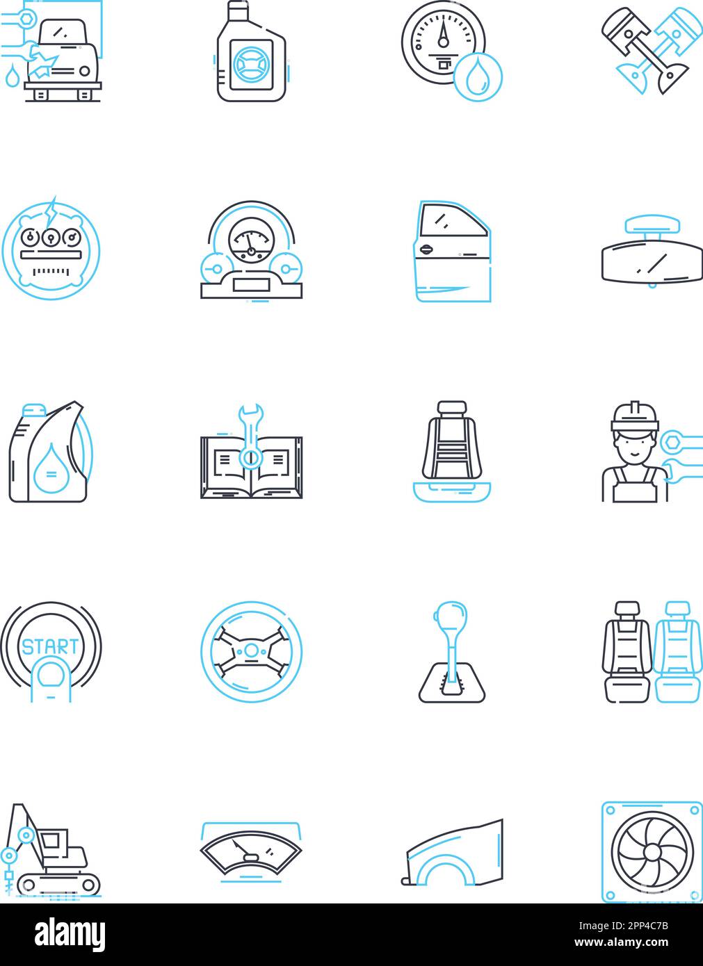 Auto shop linear icons set. Mechanic, Garage, Repair, Maintenance ...