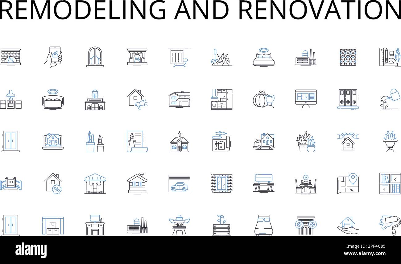 Remodeling and renovation line icons collection. Focus, Efficiency ...