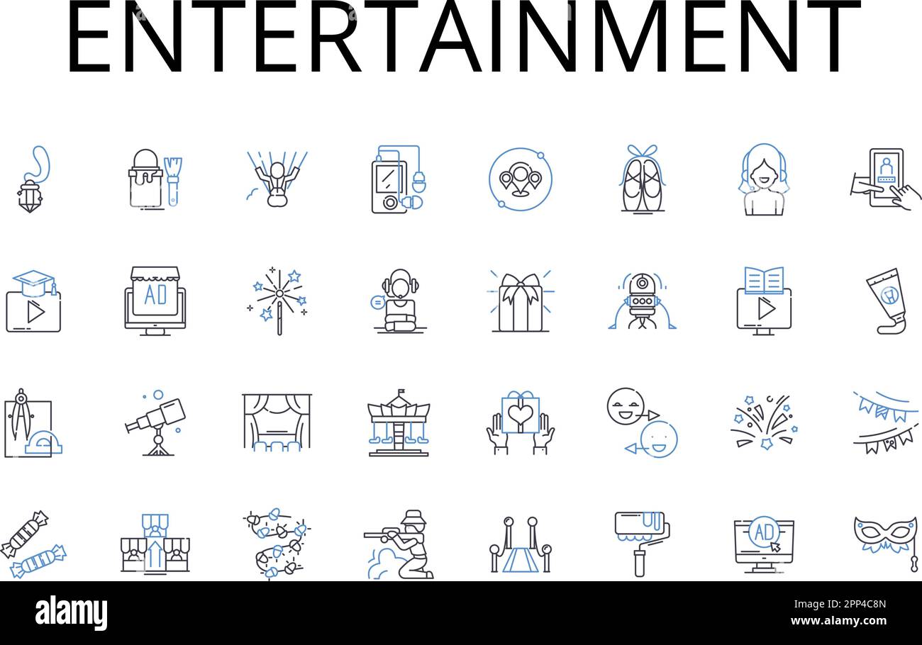 Entertainment line icons collection. Amusement, Diversion, Enjoyment ...