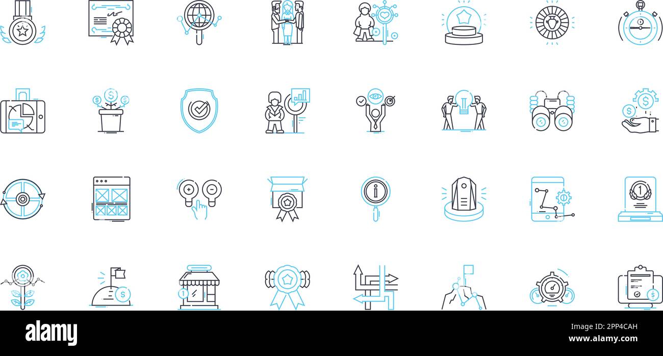 Goal setting linear icons set. aspiration, ambition, objectives ...