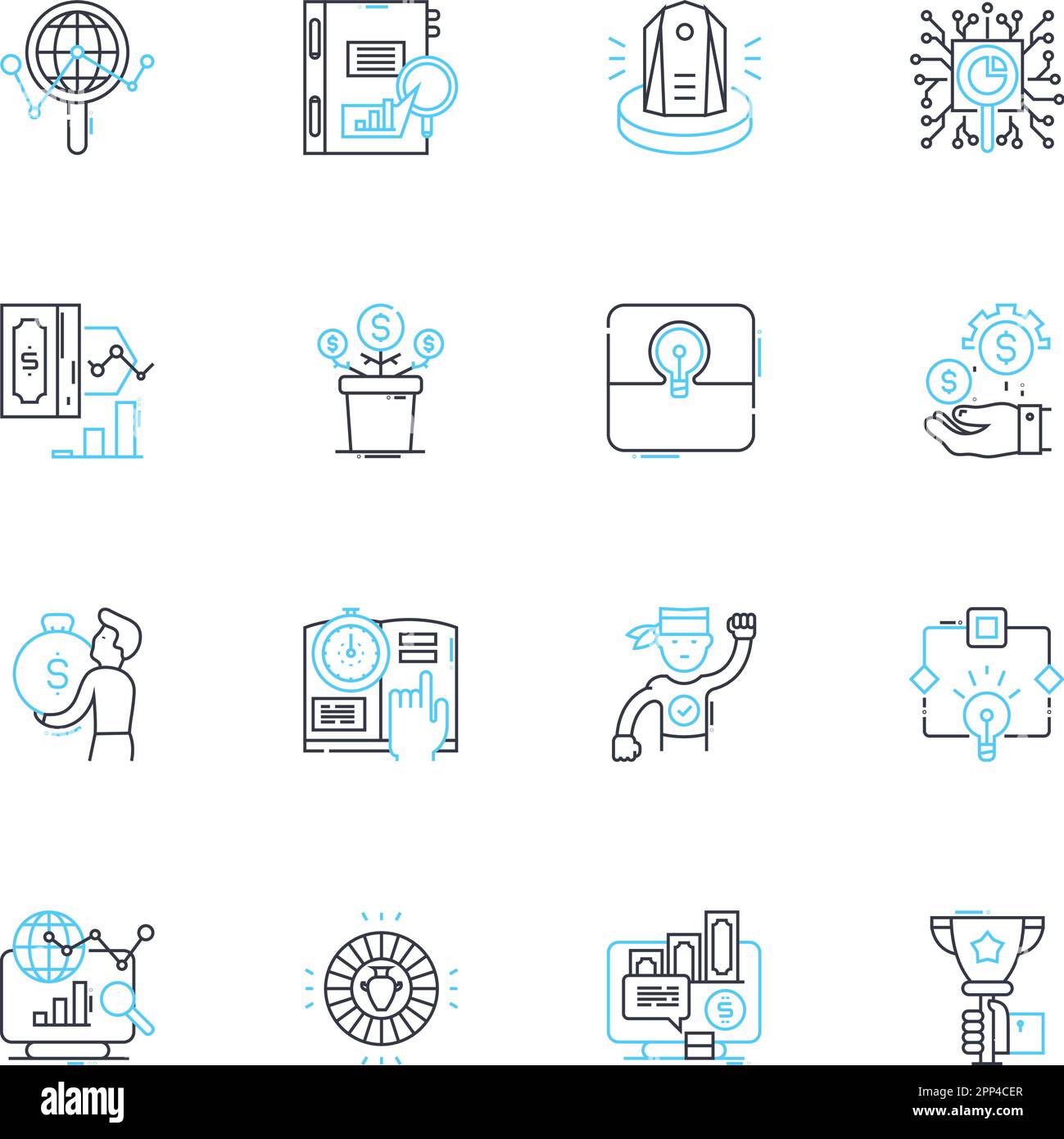 Sales pitch linear icons set. Persuasion, Promotions, Convincing ...