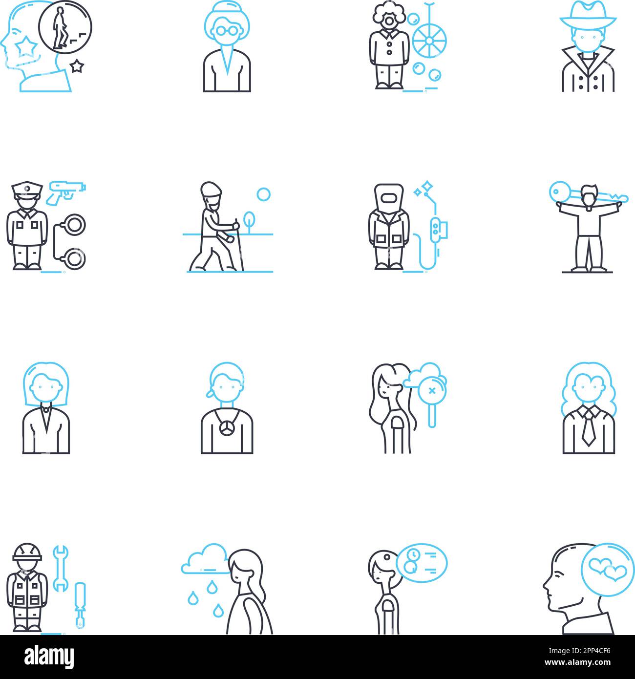 Integration linear icons set. Fusion, Synthesis, Unification ...