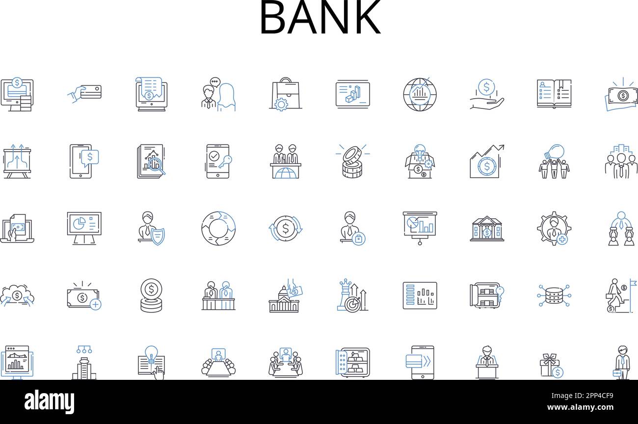Bank line icons collection. Renewal, Celebratory, Festive, Joyful ...