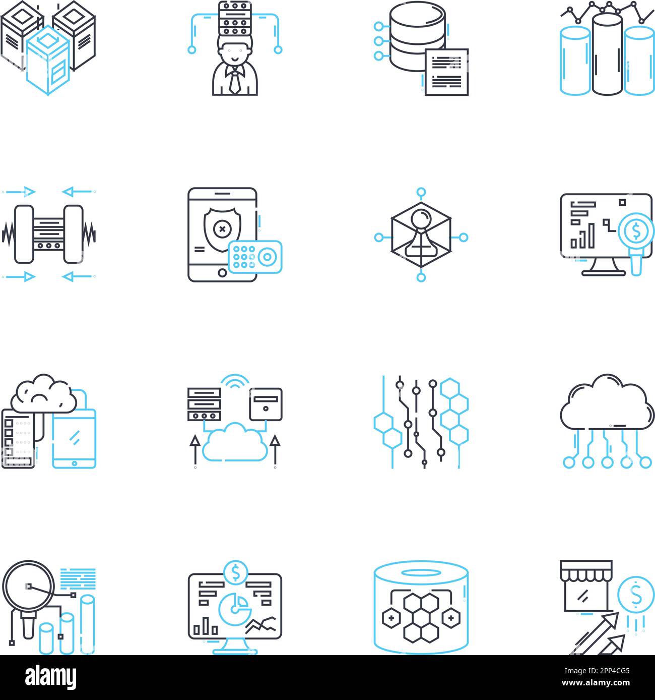 servers linear icons set. Performance, Bandwidth, Uptime, Scalability ... servers linear icons set. Performance, Bandwidth, Uptime, Scalability ...
