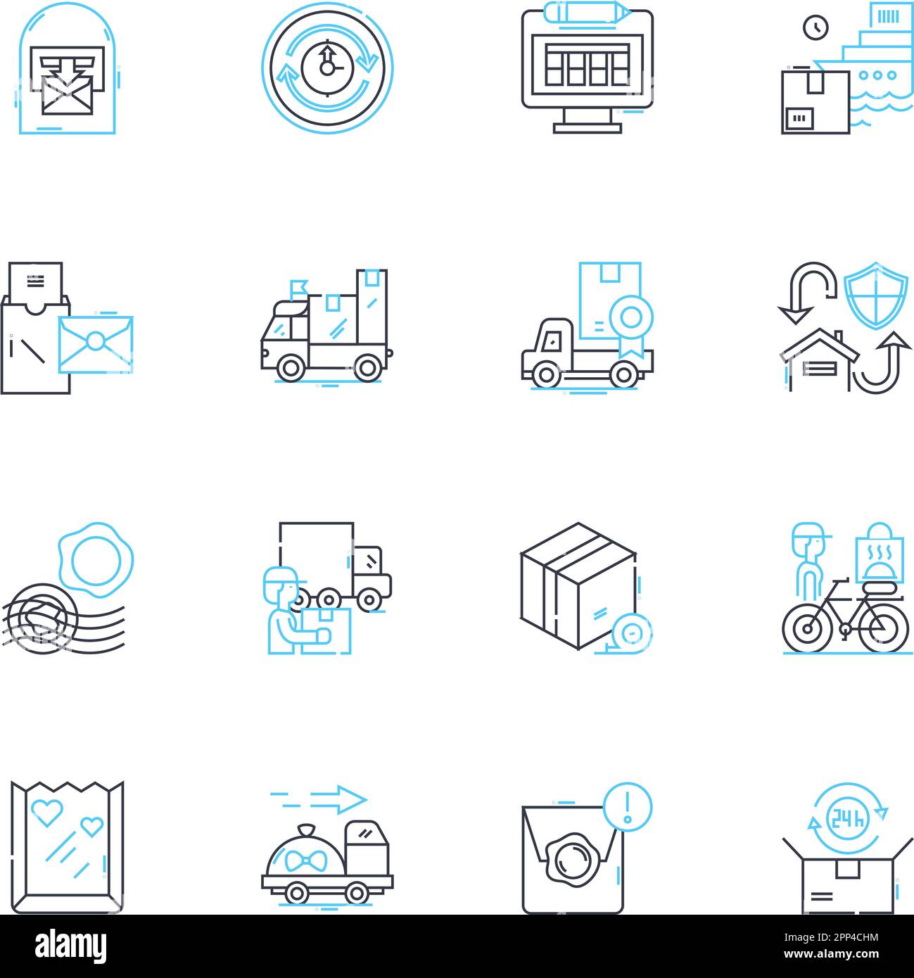 Courier linear icons set. Delivery, Dispatch, Logistics, Messenger ...