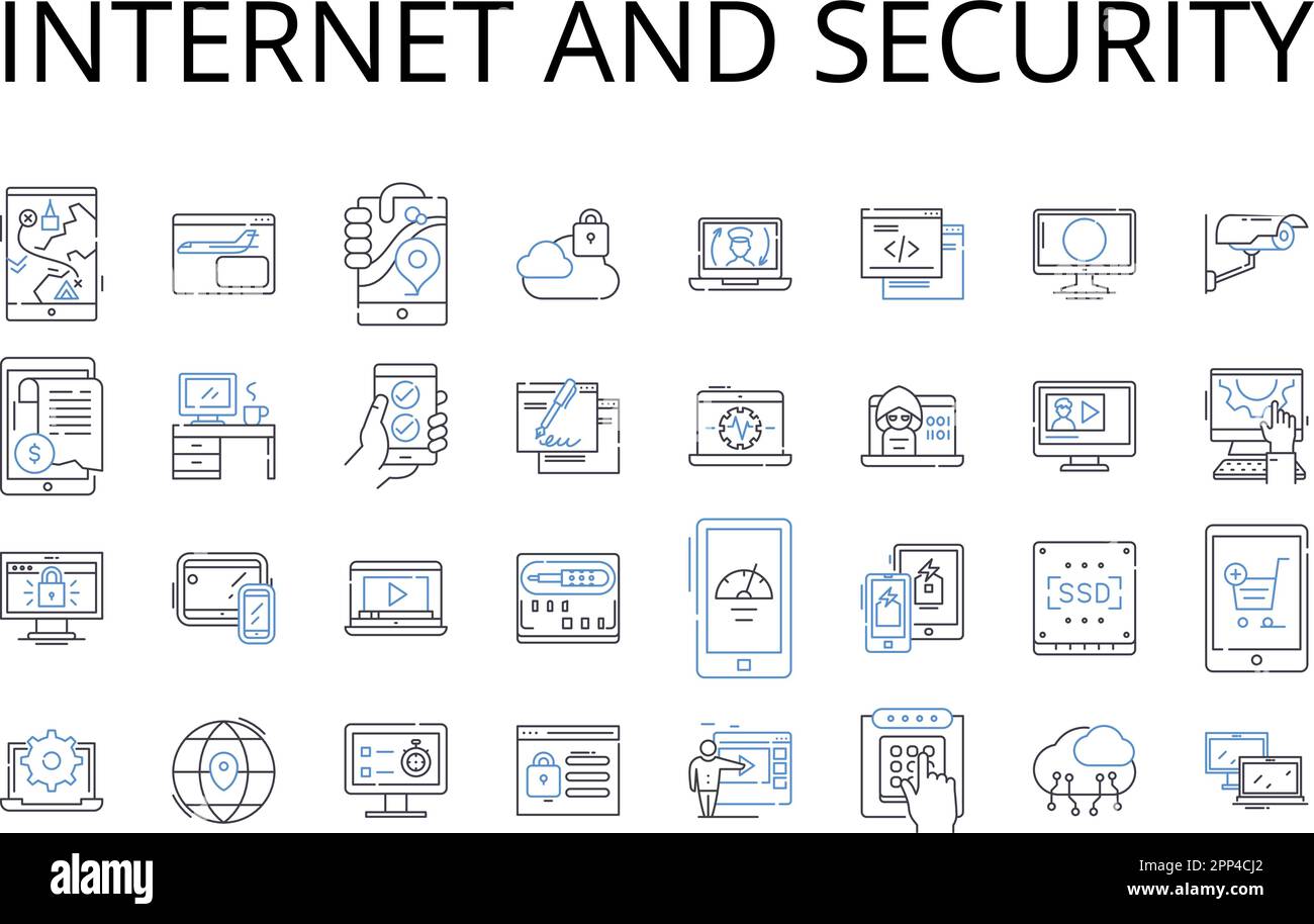 Internet and security line icons collection. Cybersecurity, Online ... Internet and security line icons collection. Cybersecurity, Online ...
