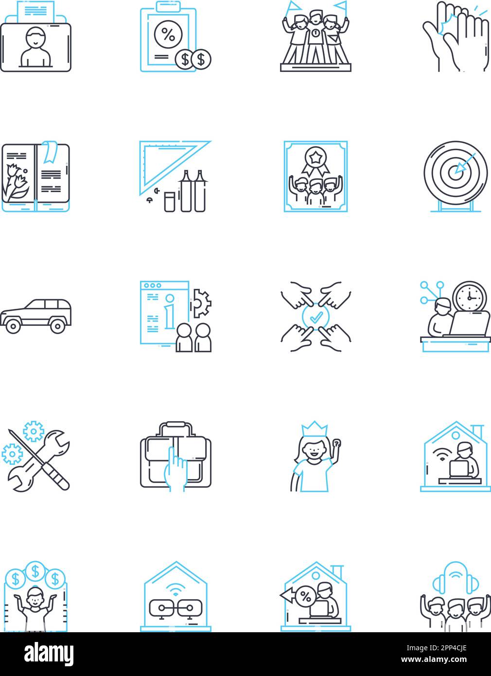 Corporate positions linear icons set. CEO, COO, CFO, CMO, CTO, HR ...