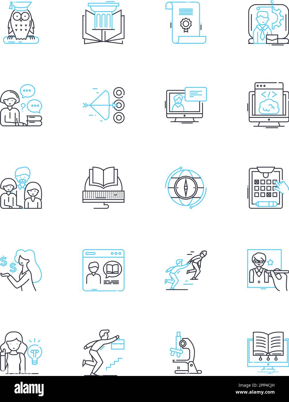 Digital education linear icons set. Online, Virtual, E-learning, Remote ...