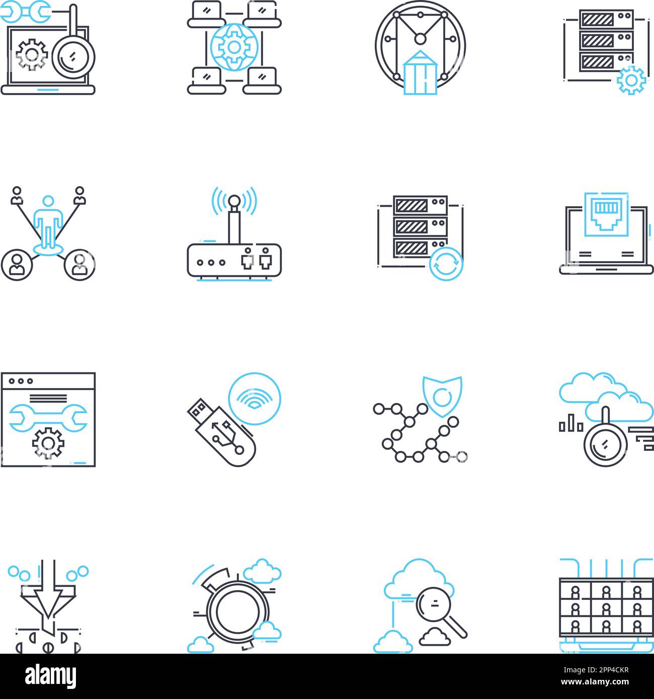 Connection linear icons set. Bond, Link, Unite, Fellowship, Association ...