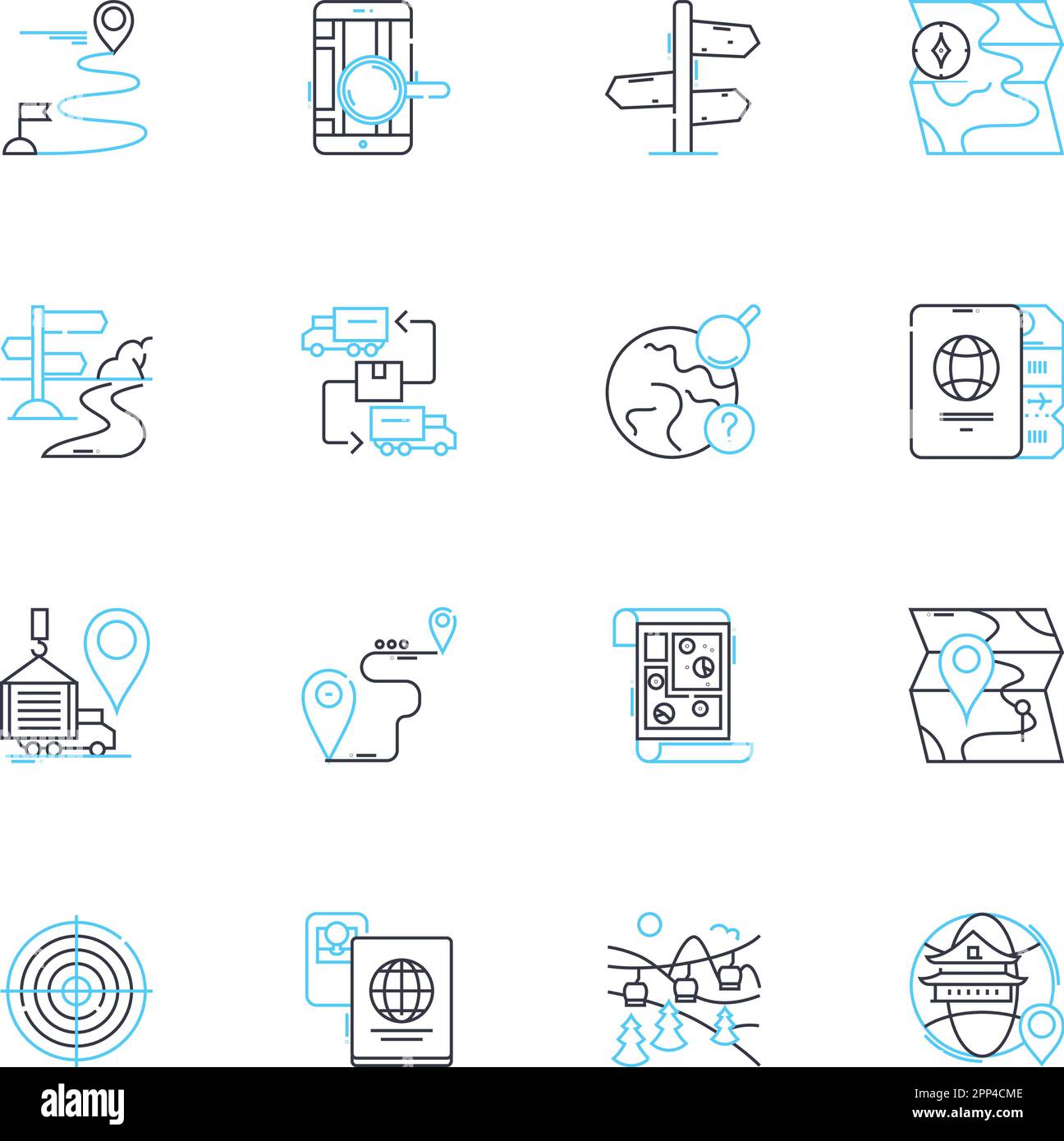 Satellite Navigation Linear Icons Set Gps Satellites Navigation